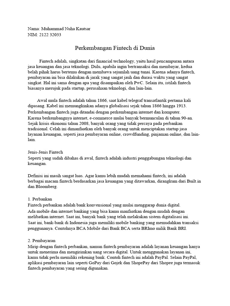 Muhammad Nuha Kautsar - 32033 - Fintech | PDF