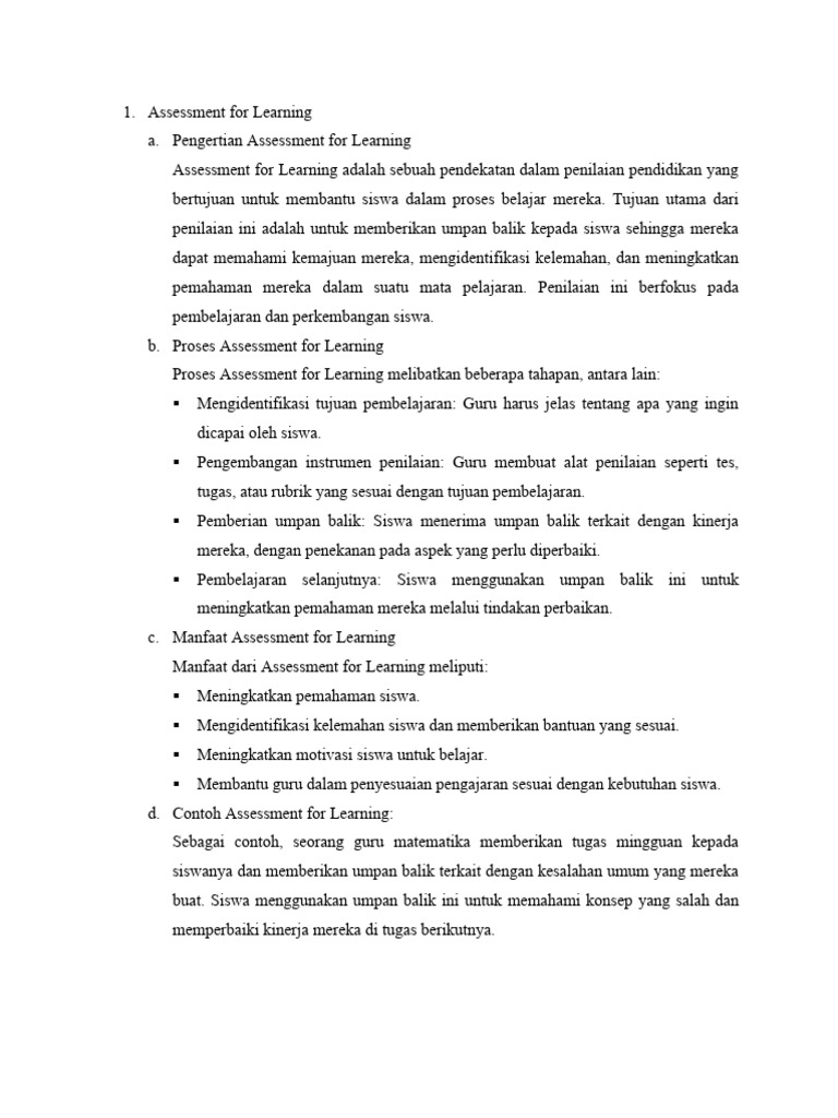 Assessment For Learning | PDF