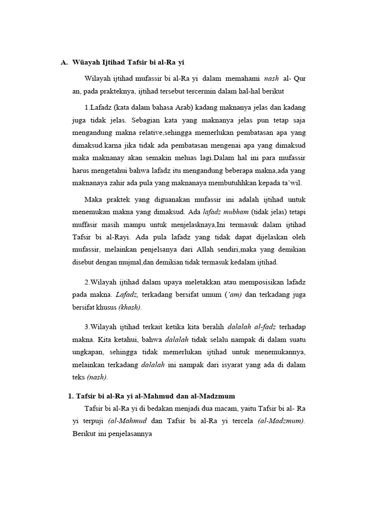 Wilayah Tafsir Bil Ra'yi Efii | PDF