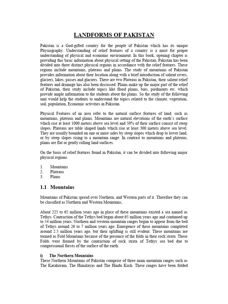 Major Landforms of Pakistan Explained | PDF | Travel | History
