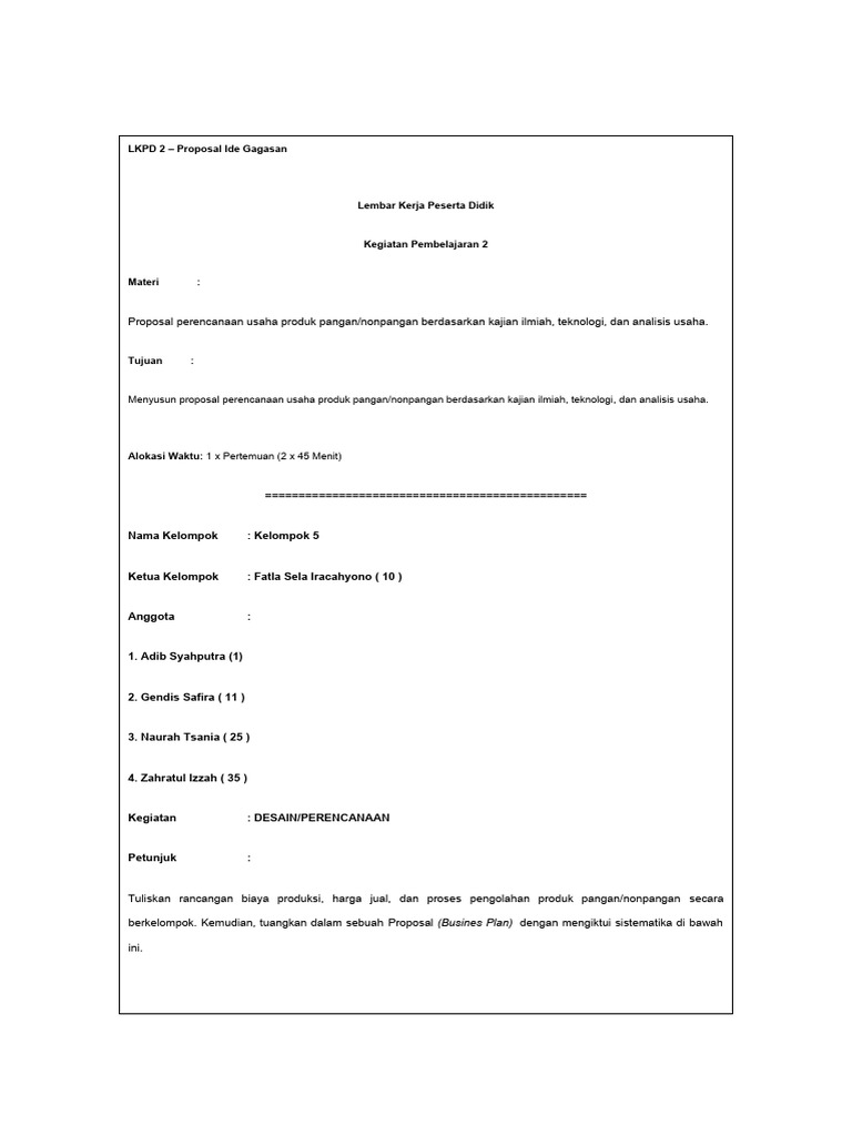 LKPD 2 - Proposal Ide Gagasan | PDF