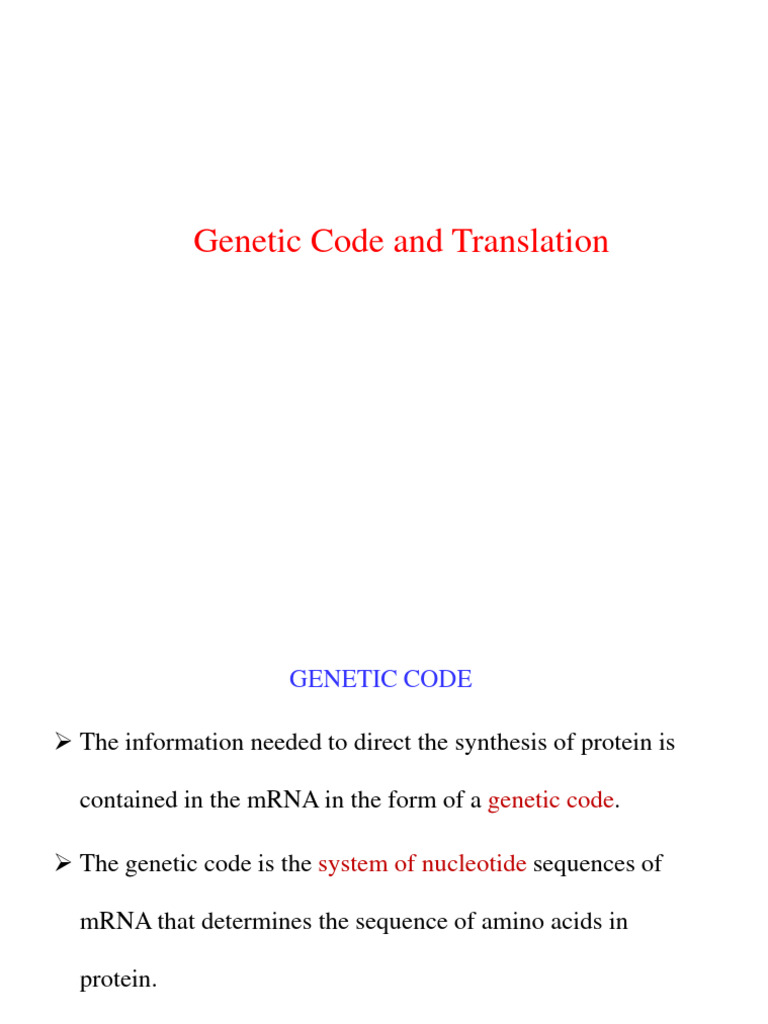 Genetic Code, Mutation and Translation | PDF Genetic Code, Mutation and Translation | PDF