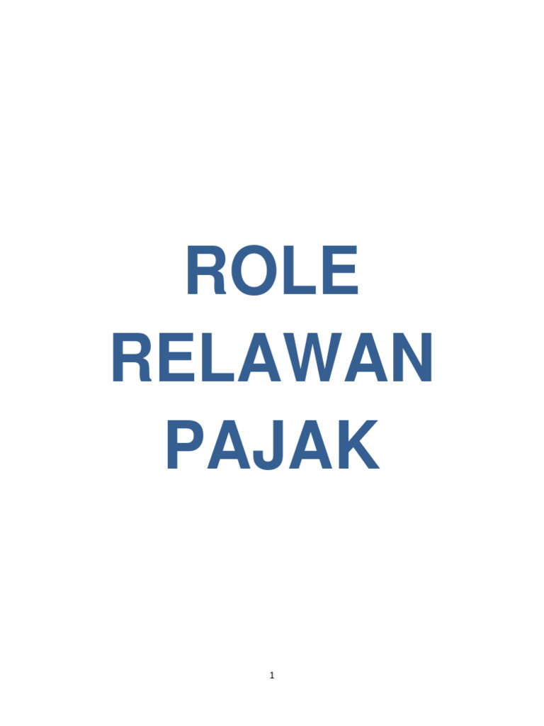 Petunjuk Teknis (Renjani) Role Relawan Pajak | PDF