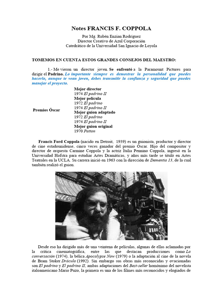 Notes Coppola | PDF | Estudios de idiomas extranjeros | Arte