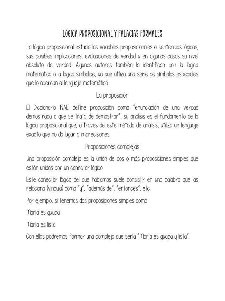 Lógica proposicional y Falacias formales | PDF | Falacia | Proposición