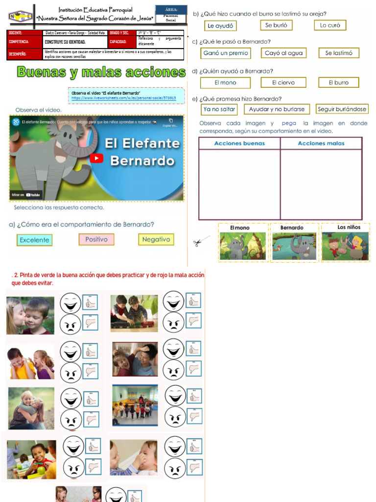 ACT. 01 DE PS - Buenas y Malas Acciones. | PDF