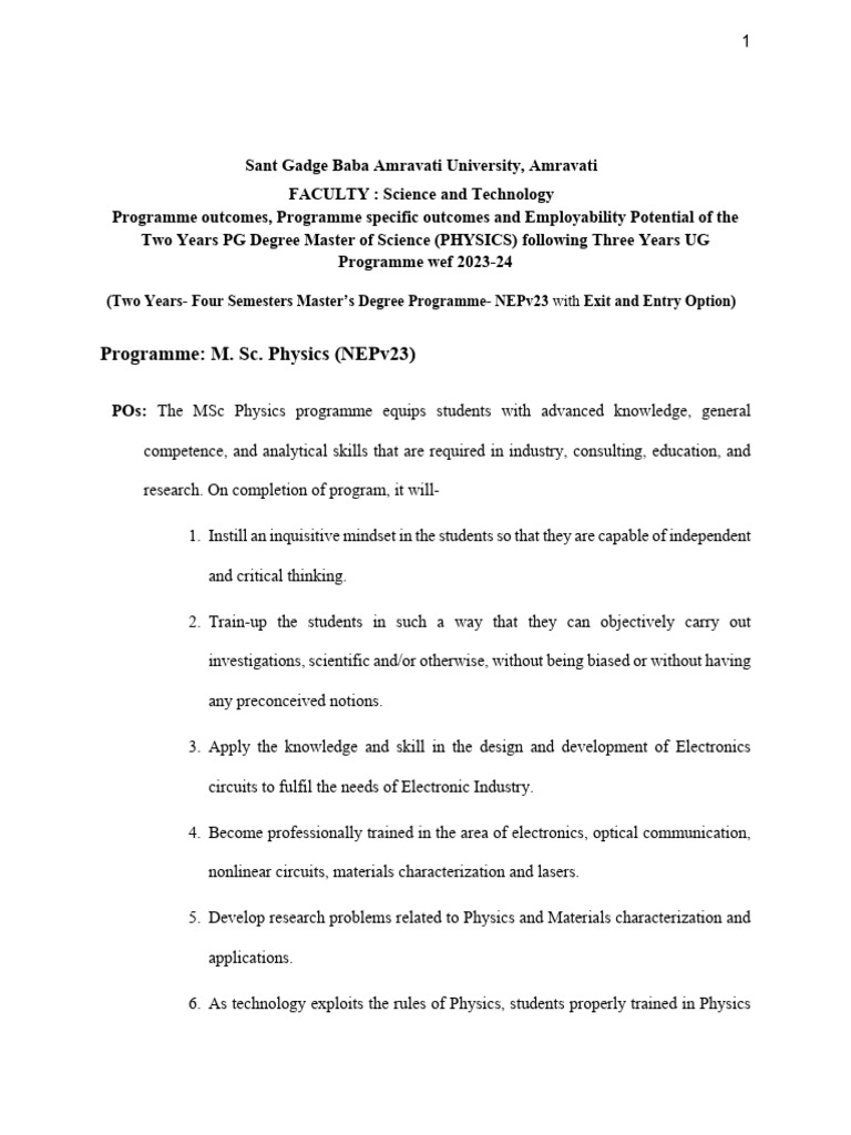 NEPv23 MSC Physics | PDF