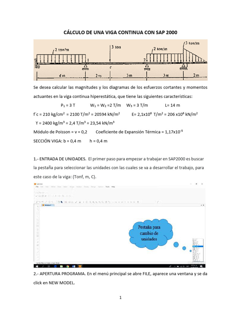 2 - Viga Continua Con Sap 2000 | PDF | Viga (Estructura) | Mecánica