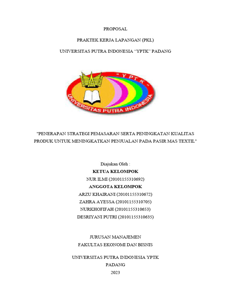 Proposal PKL 1-3 | PDF