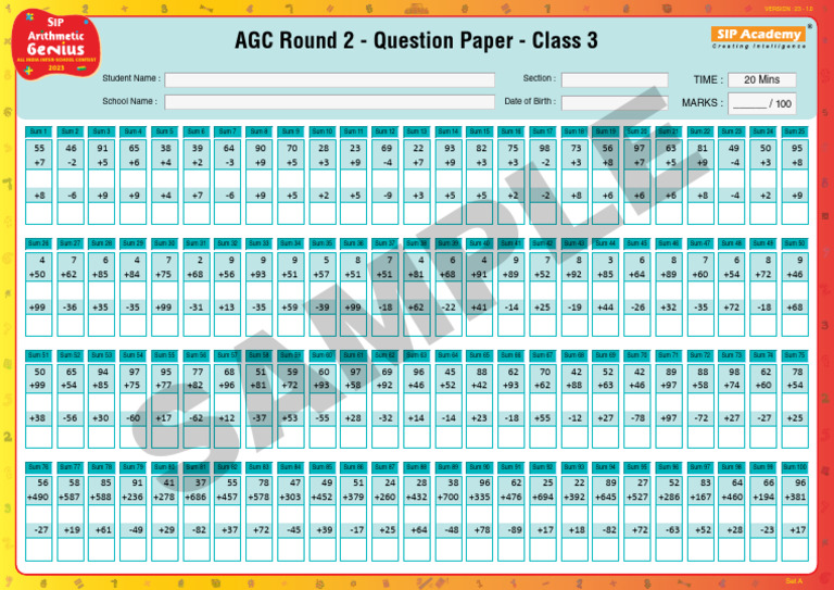 Class 3 SIP Arithmetic Genius Round 2 | PDF