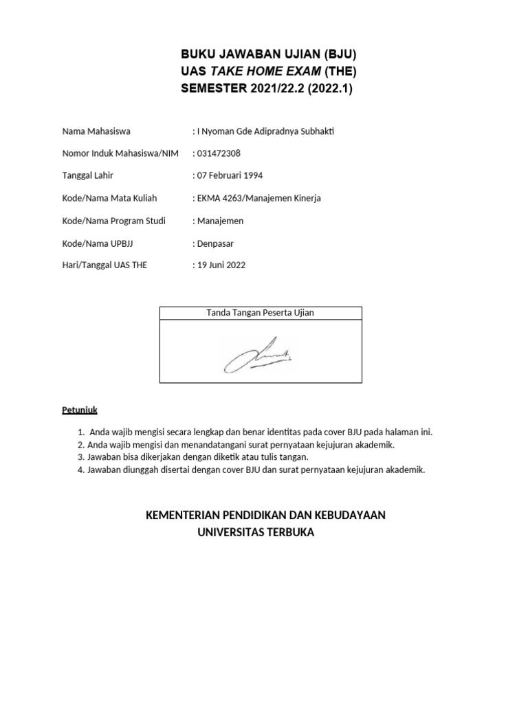 Ekma 4263 Manajemen Kinerja I Nyoman Gde Adipradnya Subhakti | PDF