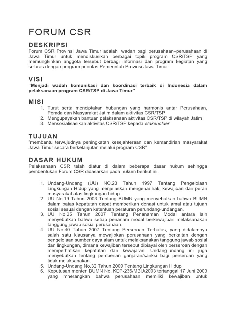 FORUM CSR Jatim | PDF