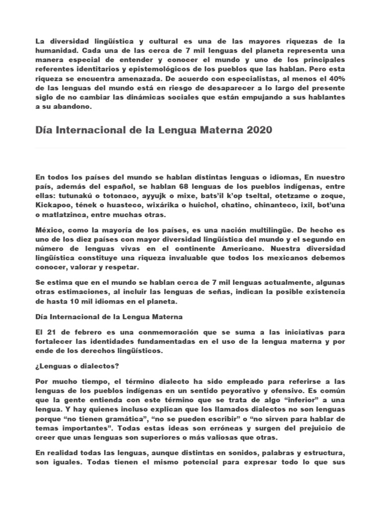 Diversidad Linguistica | PDF
