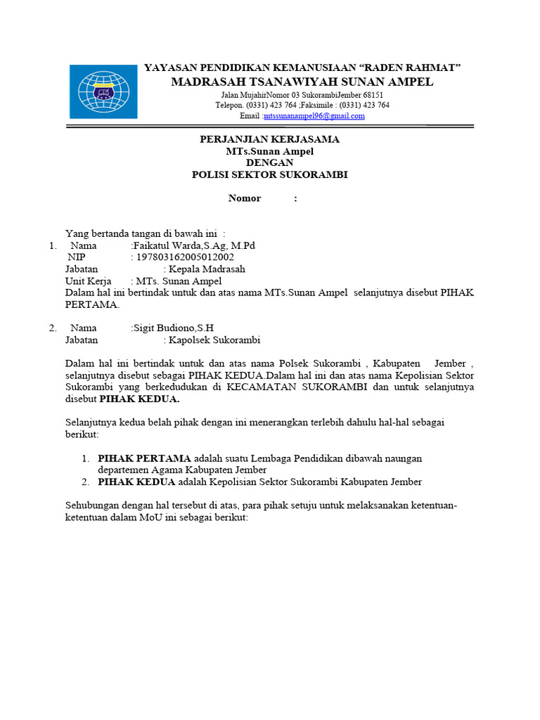 CONTOH MOU DG KEPOLISIAN | PDF