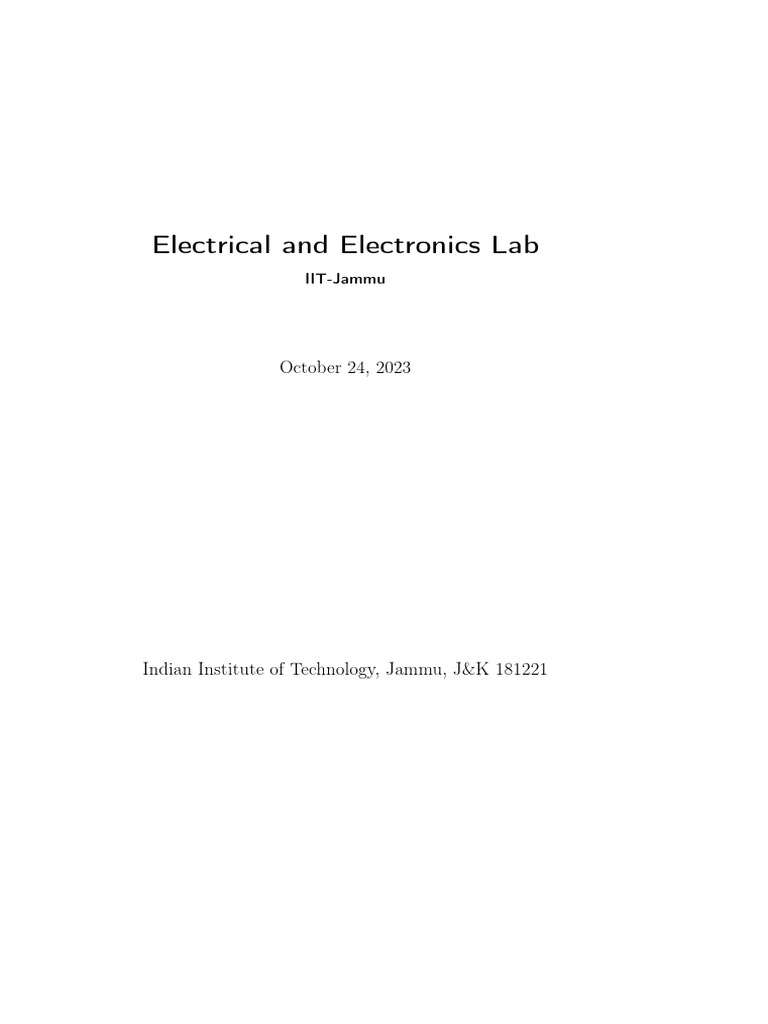 Electrical and Electronics Lab Guide | PDF | Electronic Circuits ...