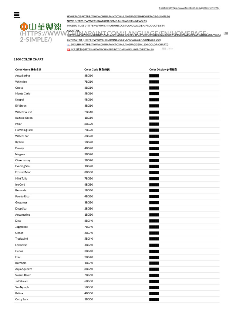 1100 Color Chart - Chinapaint | PDF