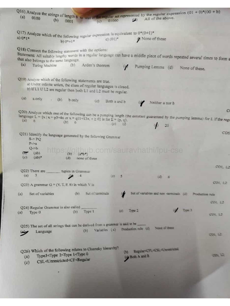 CSE322 MTE Questions | PDF