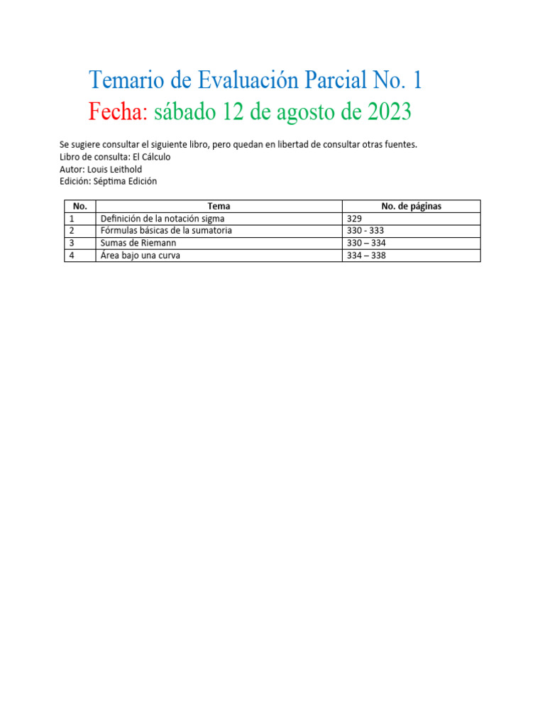 Temario Parcial No. 1 | PDF