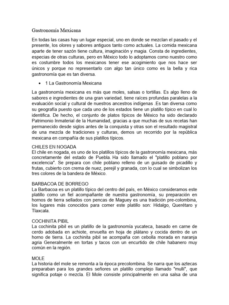 Gastronomía Mexicana: Tradición y Sabor | PDF
