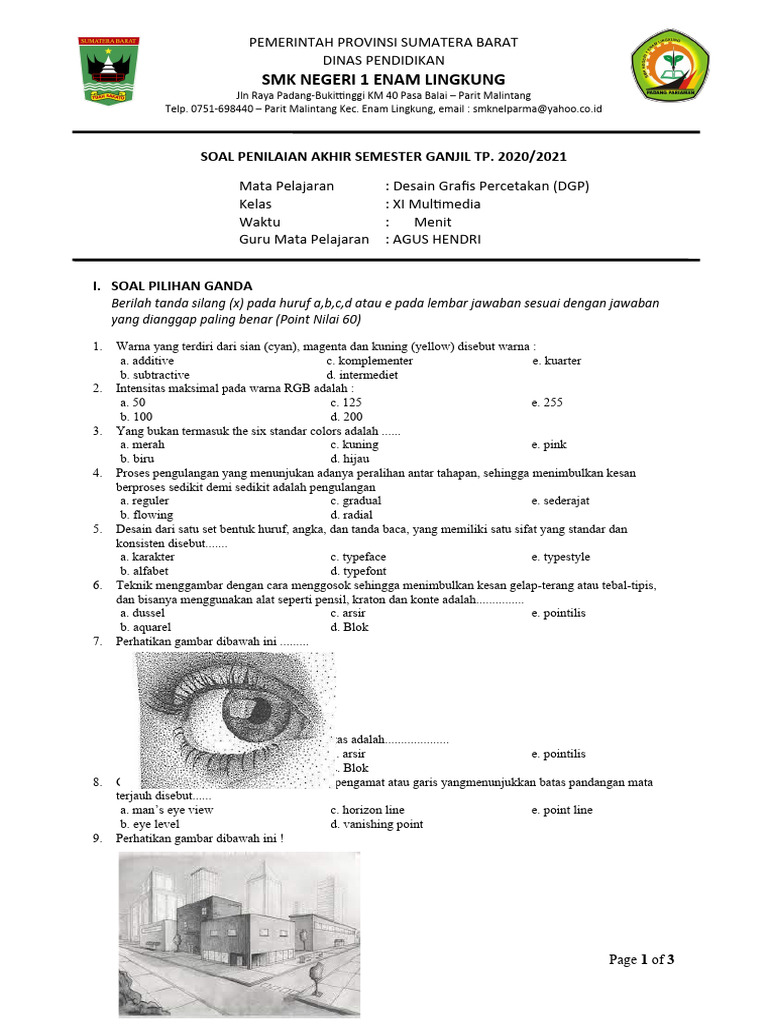 Soal Ujian Semester 1 DGP 2020-2021 | PDF