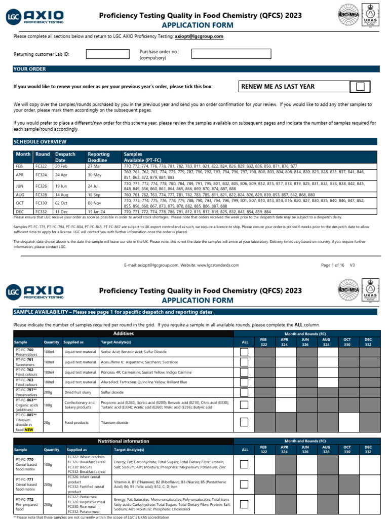 LGC Axio Proficiency Testing 2023 | PDF | Omega 3 Fatty Acid | Fatty Acid