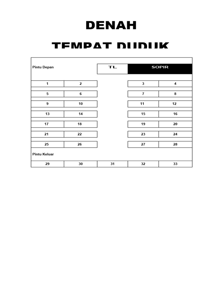 DENAH BUS MEDIUM 33 Seat 2-2 | PDF