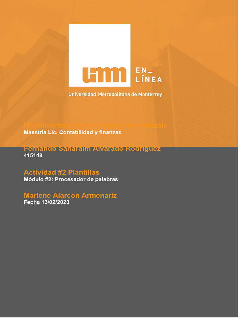 Módulo 2. Actividad 1. Entregable. Plantillas | PDF