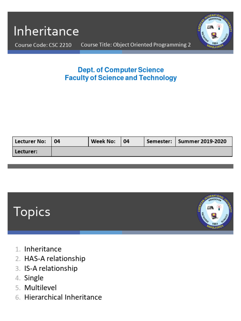 OOP2 Lecture Week 04 | PDF