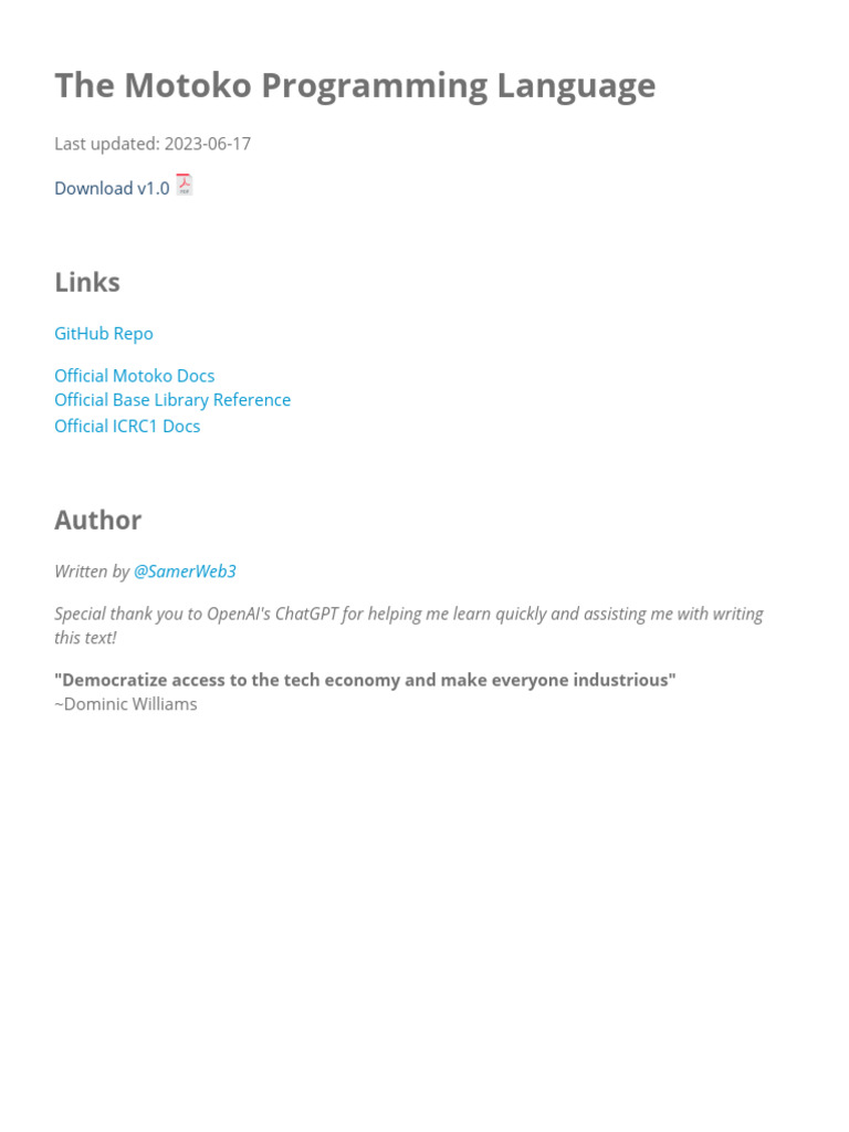 The Motoko Programming Language Book Pdf Boolean Data Type Parameter Computer Programming