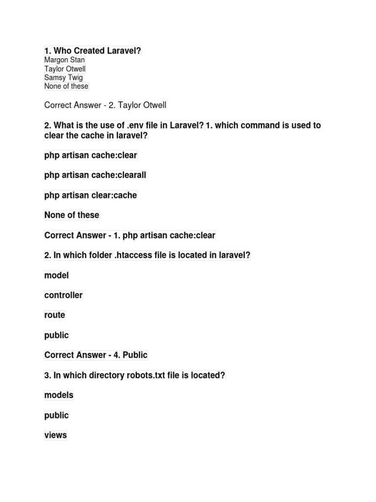 MCQ Laravel | PDF | Php | Software Design