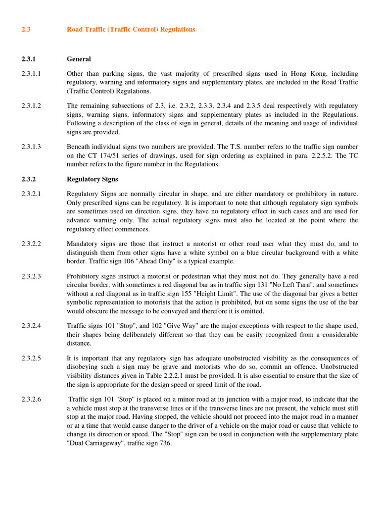 Hong Kong Traffic Control Sign Regulations | PDF | Business | Computers