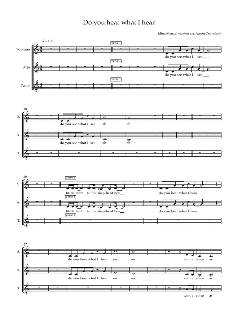 Do You Hear What I Hear Carols Vocals Only - Full Score | PDF