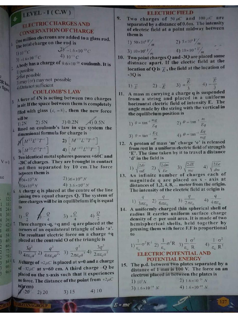 Phy Electrostatics LVL1 and LVL2 | PDF