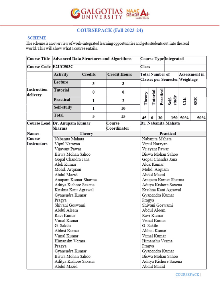 Course Pack | Download Free PDF | Applied Mathematics | Algorithms And Data Structures