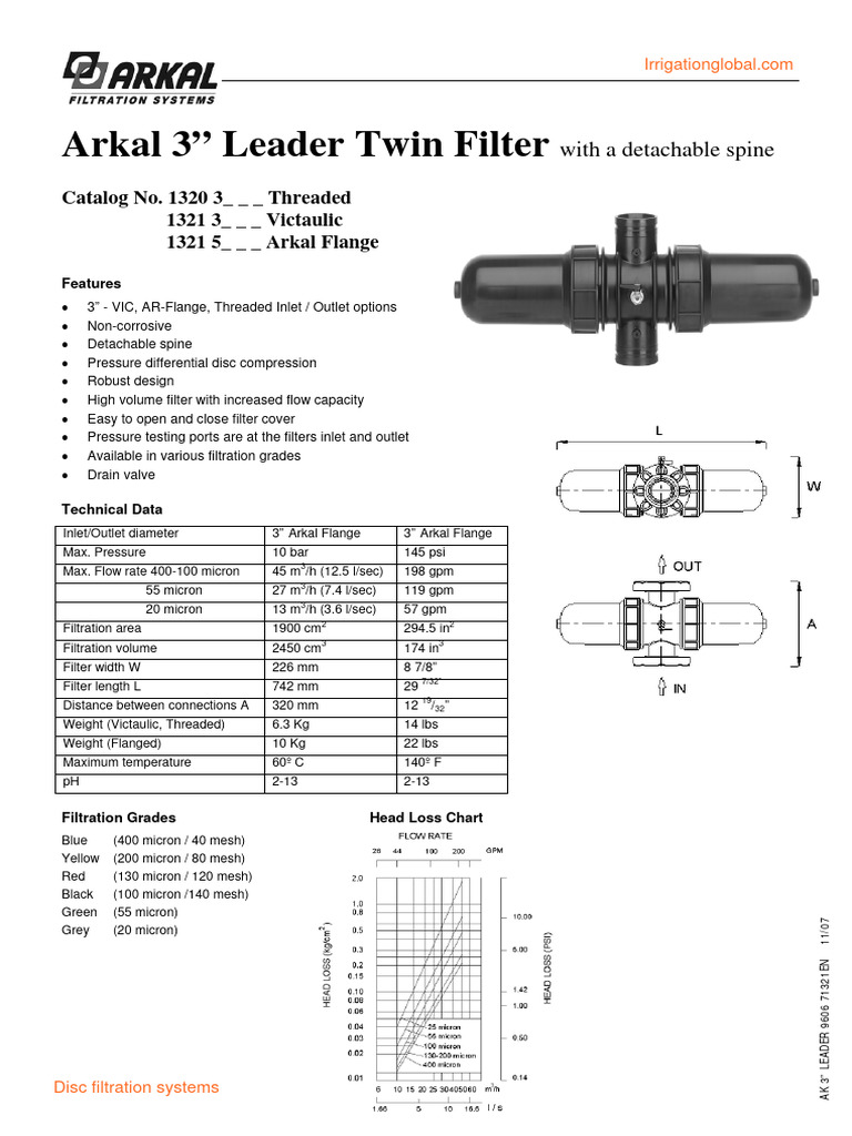Arkal 3” Leader Twin Filter Overview | PDF | Valve | Filtration
