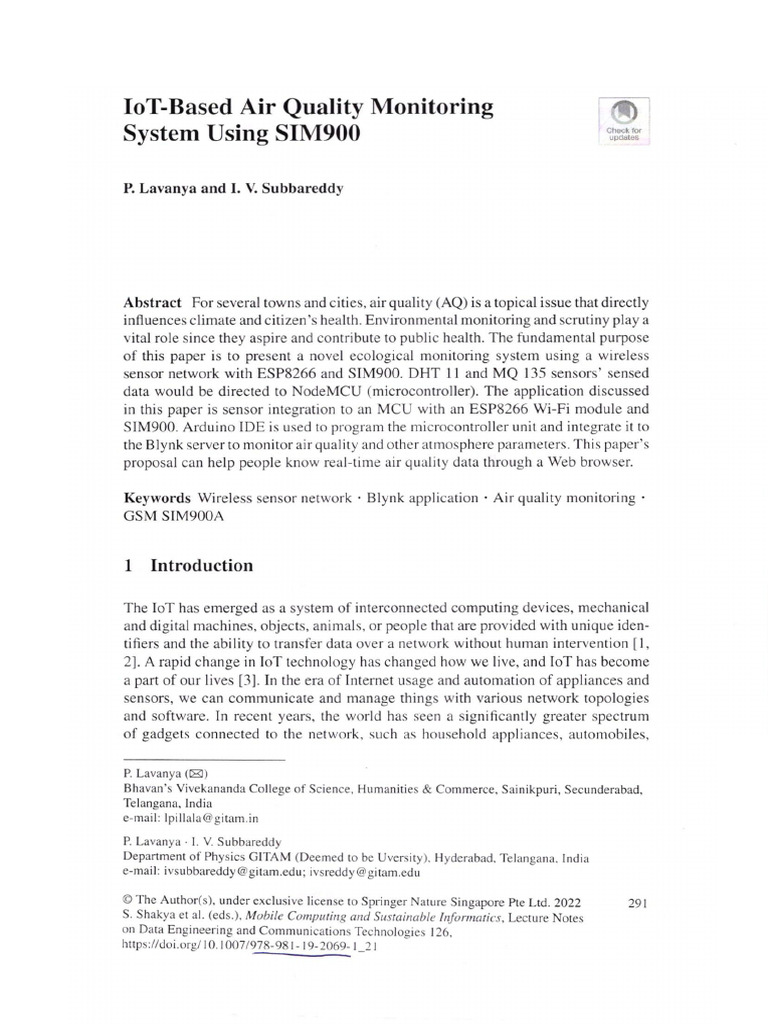 IOT Based Air Quality | PDF