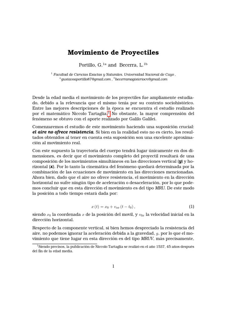 Movimiento de Proyectiles | PDF