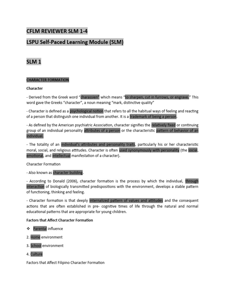 Character Formation & Nationalism Guide | PDF