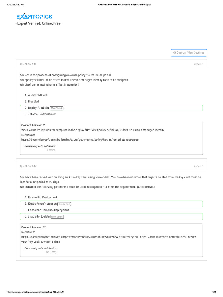 AZ-500 Exam - Free Actual Q&as, Page 5 - ExamTopics | PDF | Active Directory | Domain Name System