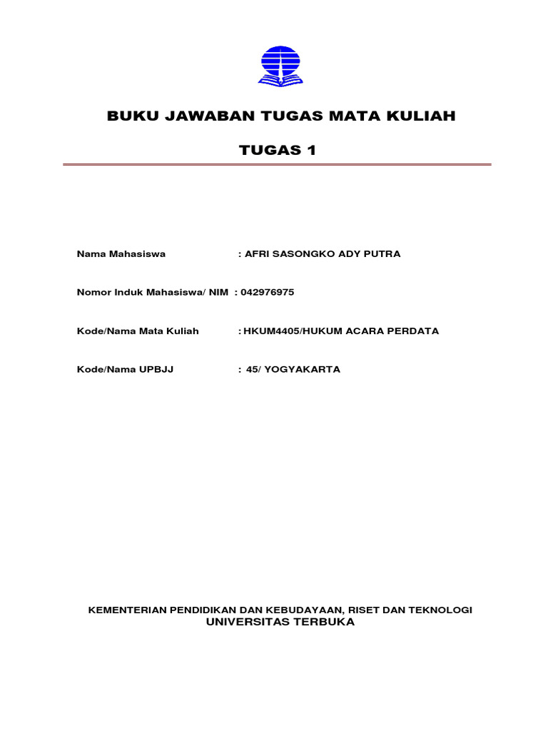 TUGAS 1 MATA KULIAH ACARA PERDATA Rev | PDF