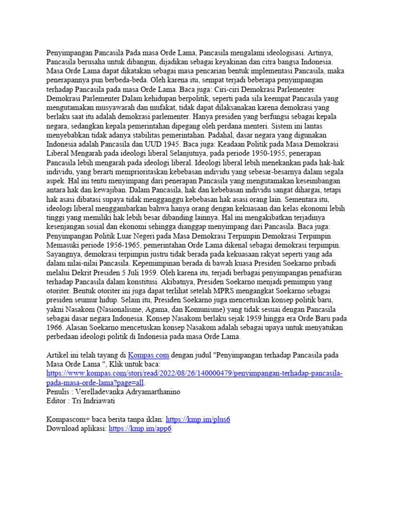 Penyimpangan Pancasila Pada Masa Orde Lama | PDF