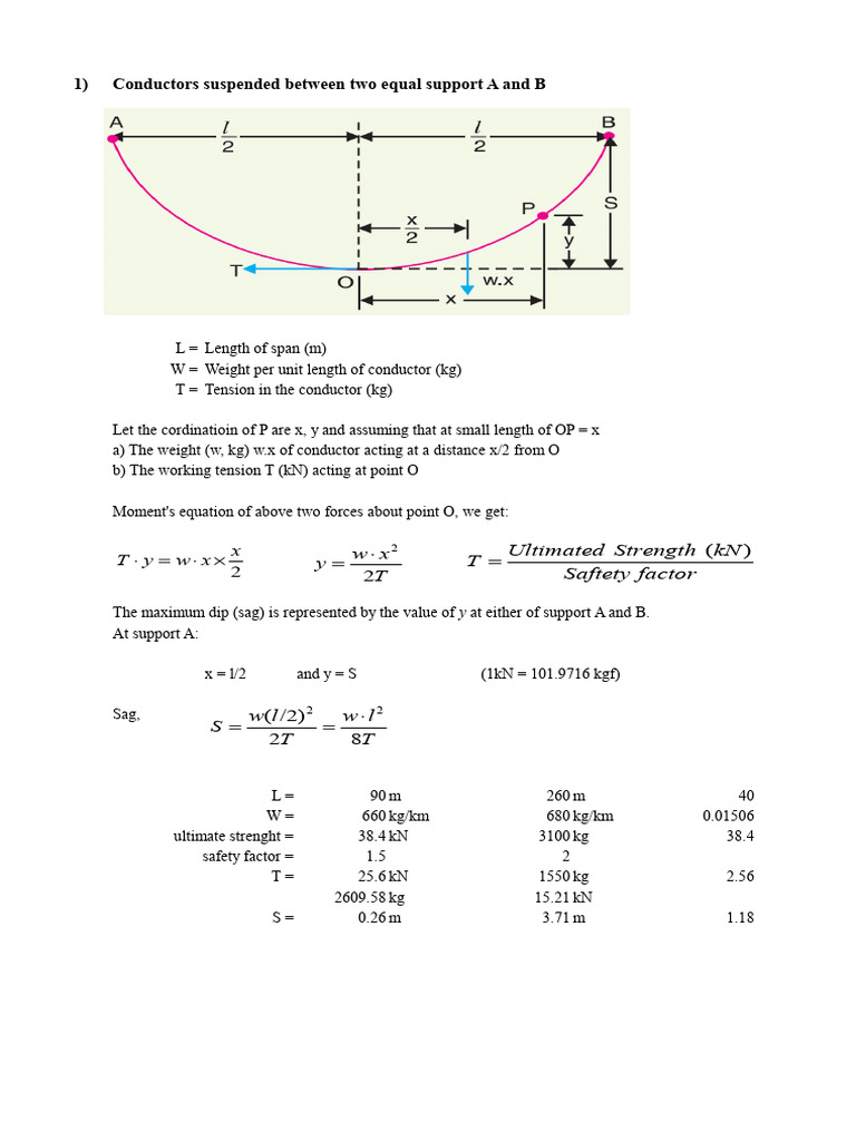 Sag and Tension Calculation PDF Free | PDF | Science & Mathematics