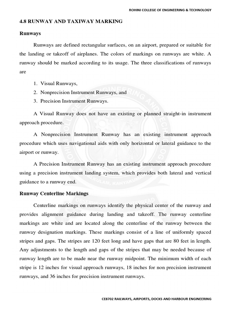 4.8 Runway and Taxiway Marking Runways: Rohini College of Engineering & Technology | Download ...