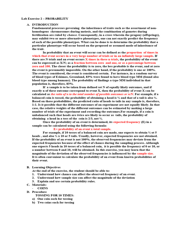 Gen Lab Exercise 2 | PDF