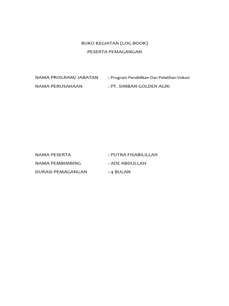 LogBook Putra Digital Marketing Simban | PDF