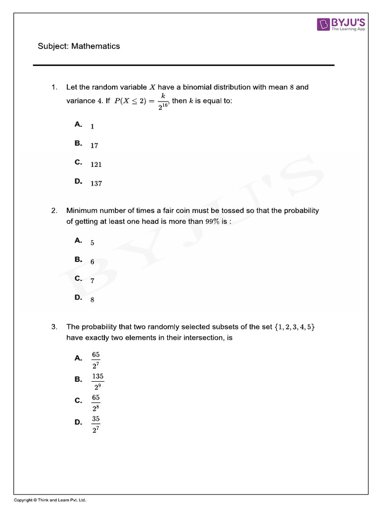 #11-Matrices & Determinants - Probability - PYQ | PDF