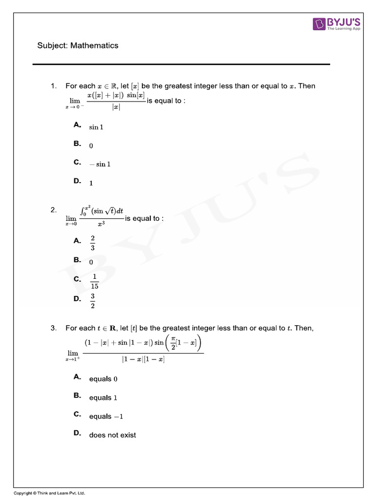 #8-Limits Continuity-Differentiability PYQ | PDF