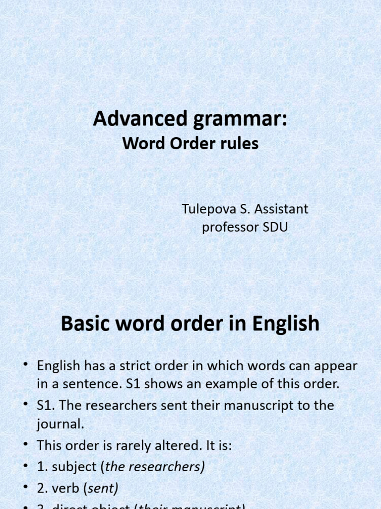 Word Order Rules | PDF