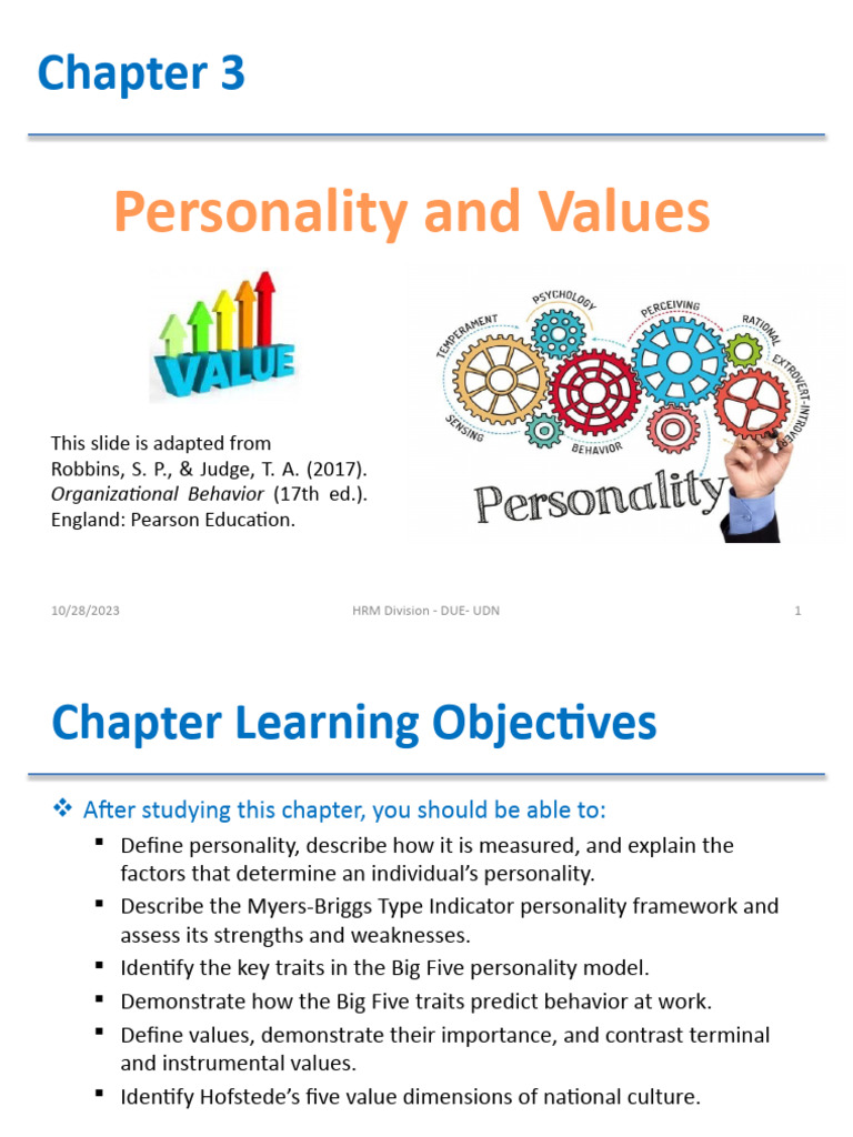 Chapter 3 Personality and Values | PDF