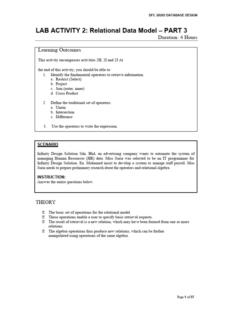 DFC20203 - LAB ACTIVITY 2 - Part 3 | PDF | Relational Database ...